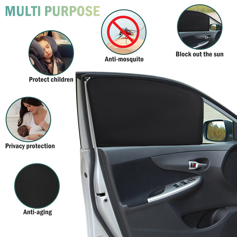 4X Magnetic Car Side Front Rear Window Sun Shade Cover Mesh Shield UV ...