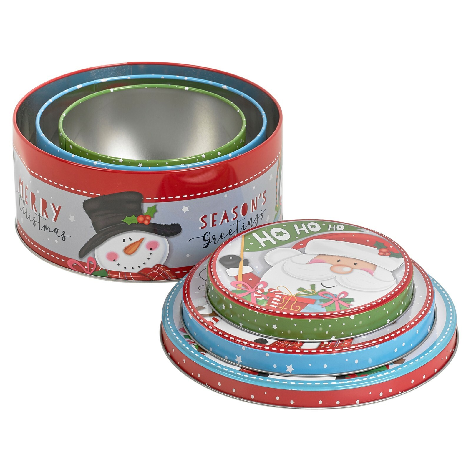 3pcs Christmas Cookie and Cake Xmas Biscuit Storage Nesting Tin Set ...
