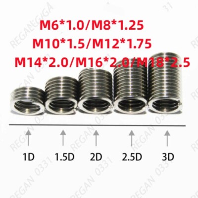 M6 M8 M10 M12 M14 M16 M18 Stainless Steel Helicoil Thread Repair Insert ...