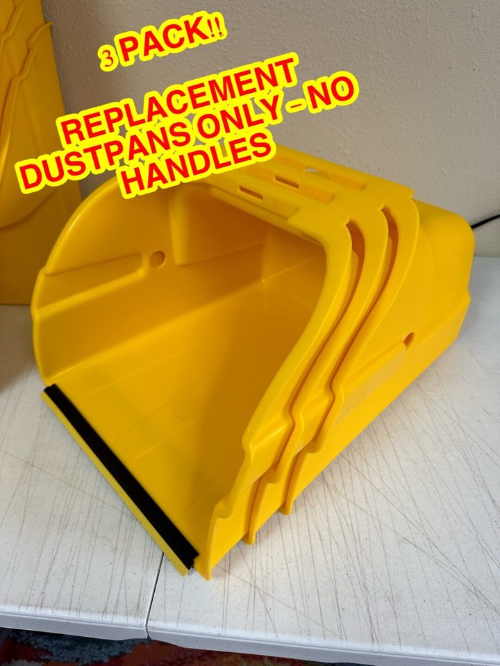 Quickie (3 PACK) Yellow Replacement Jumbo Plastic DUSTPANS ONLY - (NO ...