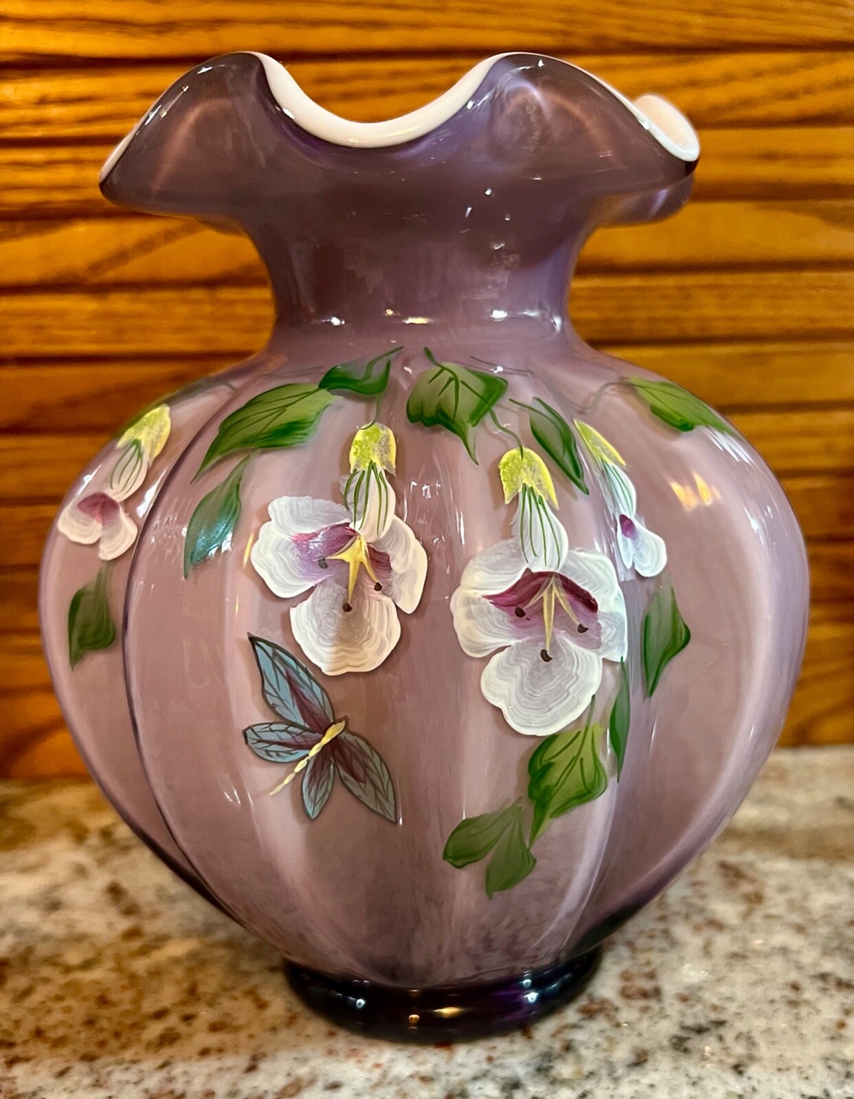 Vintage Fenton***SWEET BRIAR PLUM OVERLAY W/DRAGONFLY***2003...Gorgeous ...