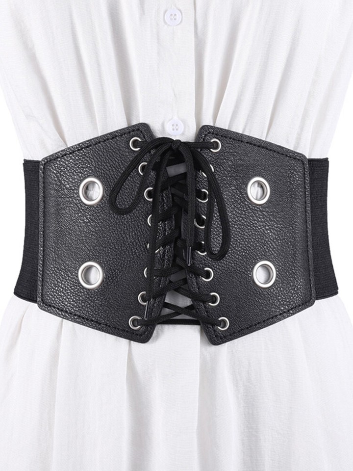 Women's Ladies Underbust Waist Wide Band Belt Lace Up Cincher Shape ...