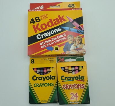 NEW Vintage Kodak Sharpener Crayons 48 Count Box Crayola 8 24 NEVER ...