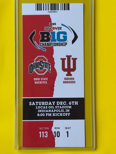 2025 BIG TEN Championship Replica Ticket Stub - OHIO STATE vs INDIANA ...