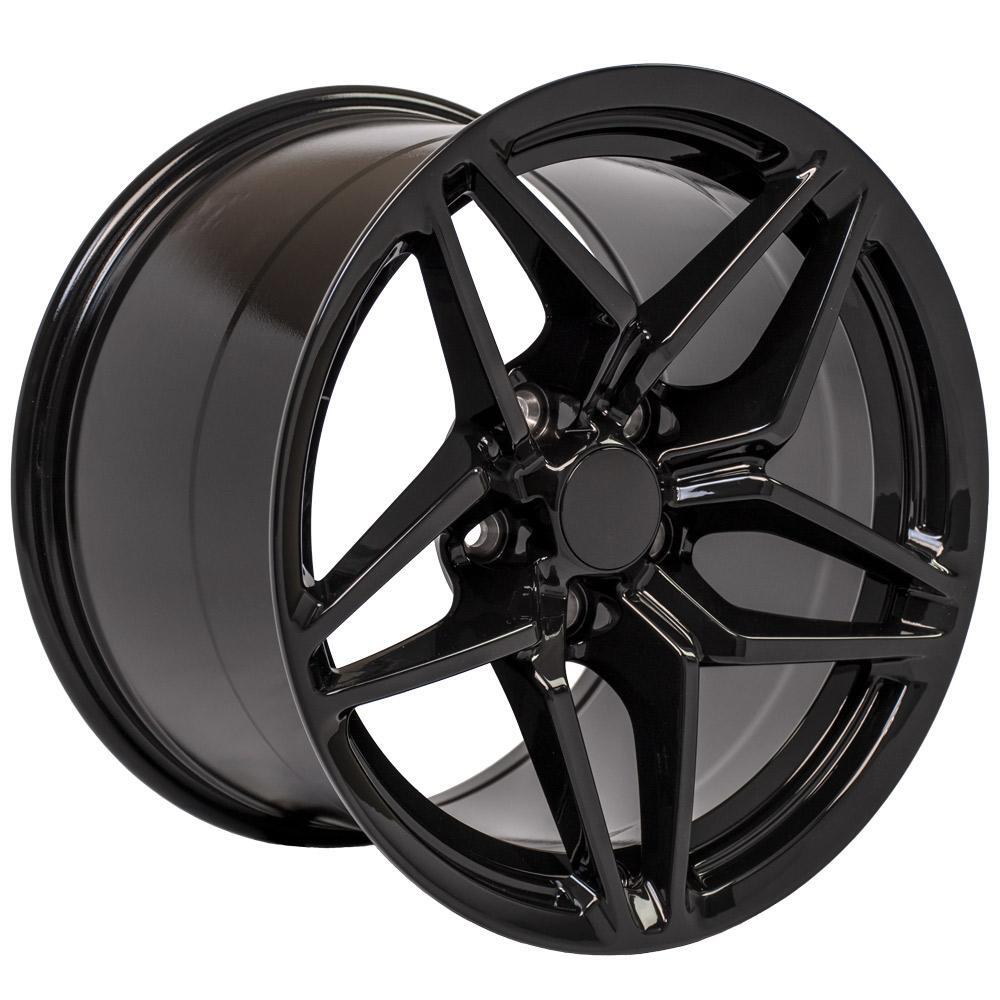 17x9.5/17x11 Black Wheels Staggered SET w/ Tires fits C4 Corvette ...
