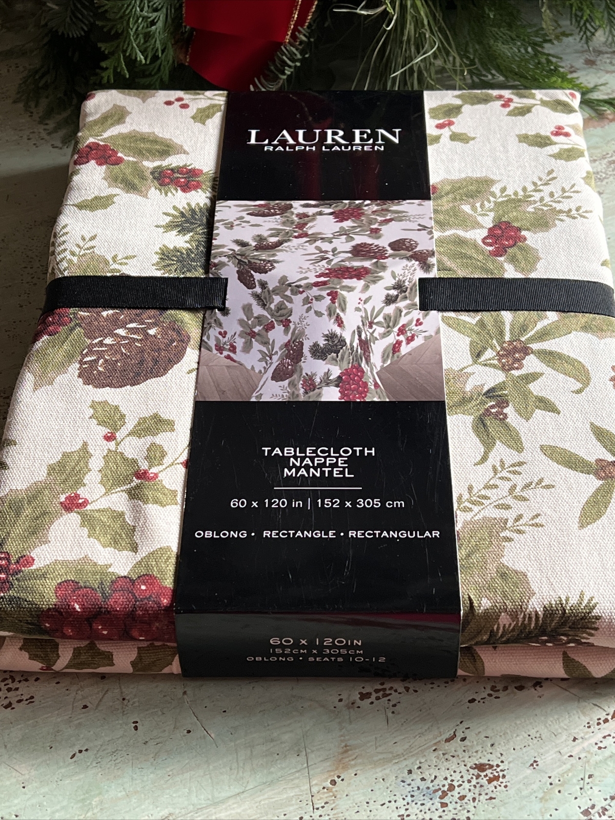 RALPH LAUREN Oblong Rectangle Floral TABLECLOTH NAPPE Beautiful 60 x ...