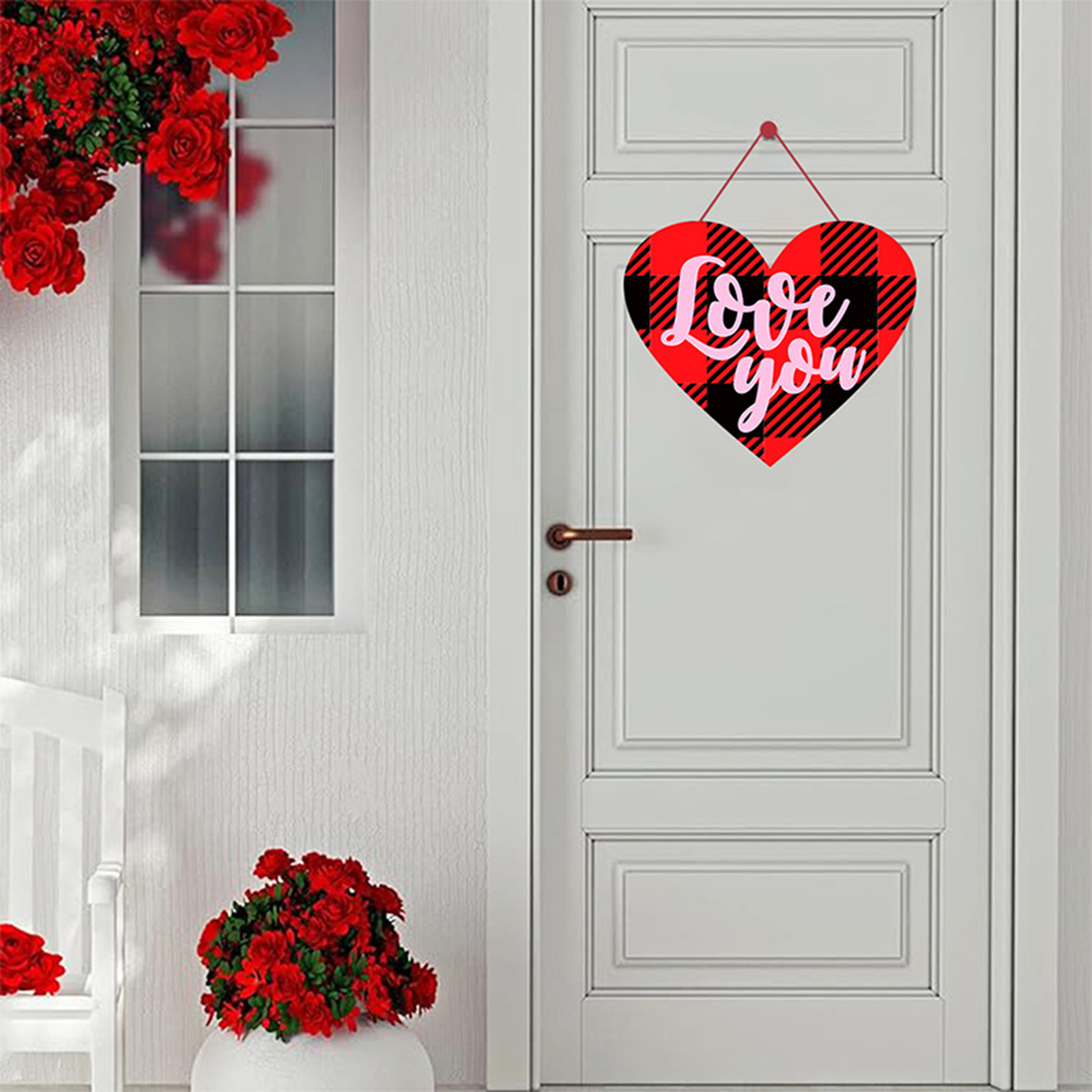 Front Door Ornament Heart Decor Valentine's Day Sign Paperboard Hanger ...