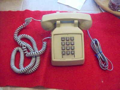 Vintage ITT Tan Landline Home Telephone Push Button Dial Desktop Great ...