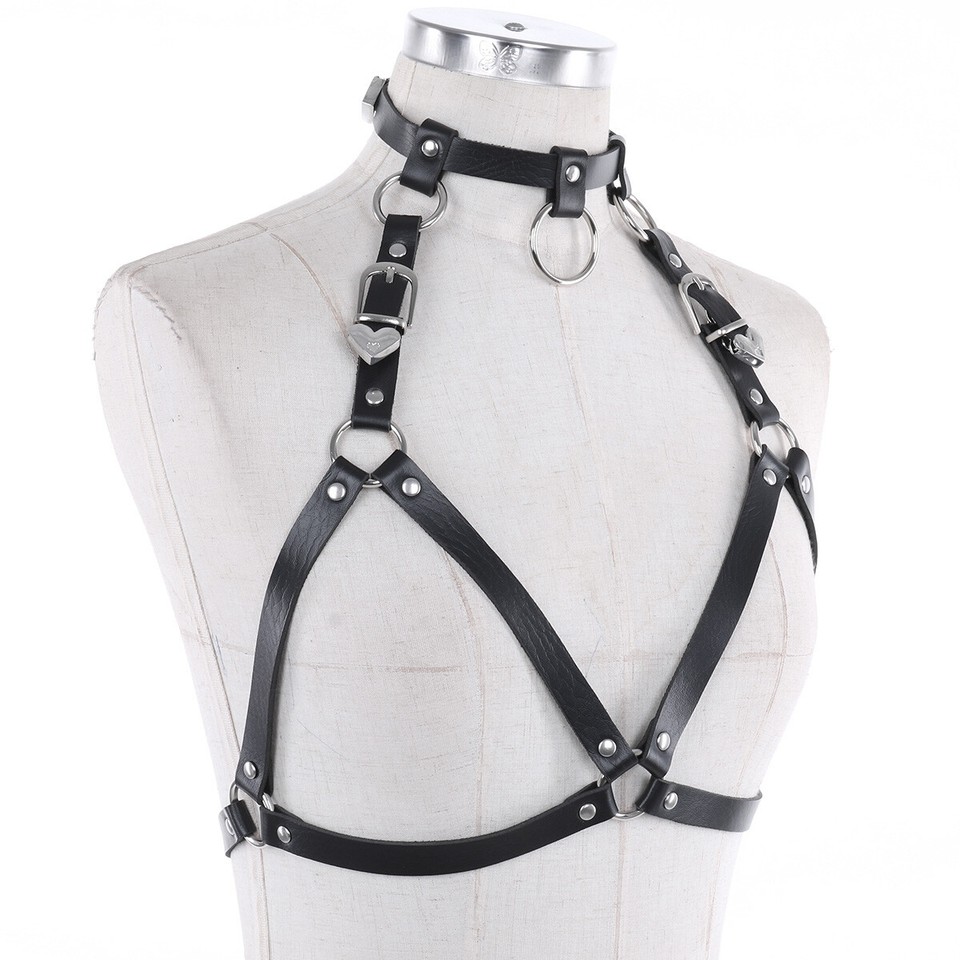 Women Adjustable Leather Harness Bra Body Chest Cage Belt Strap ...