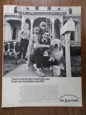 1970 Equitable Life Insurance Ad Family Painting Mailbox Old English ...