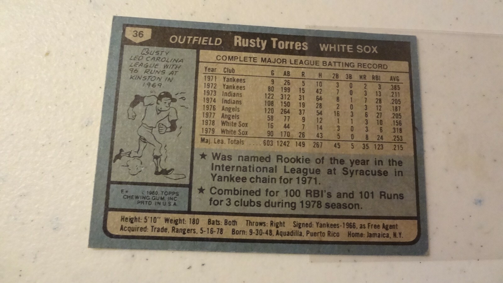 1980 TOPPS # 36 RUSTY TORRES BASEBALL CARD | eBay