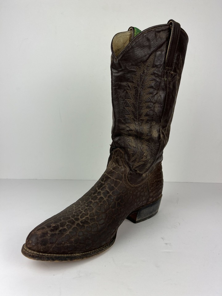 Botas Jever Brown Exotic Leather Embossed Cowboy Western Boots Size 9 ...