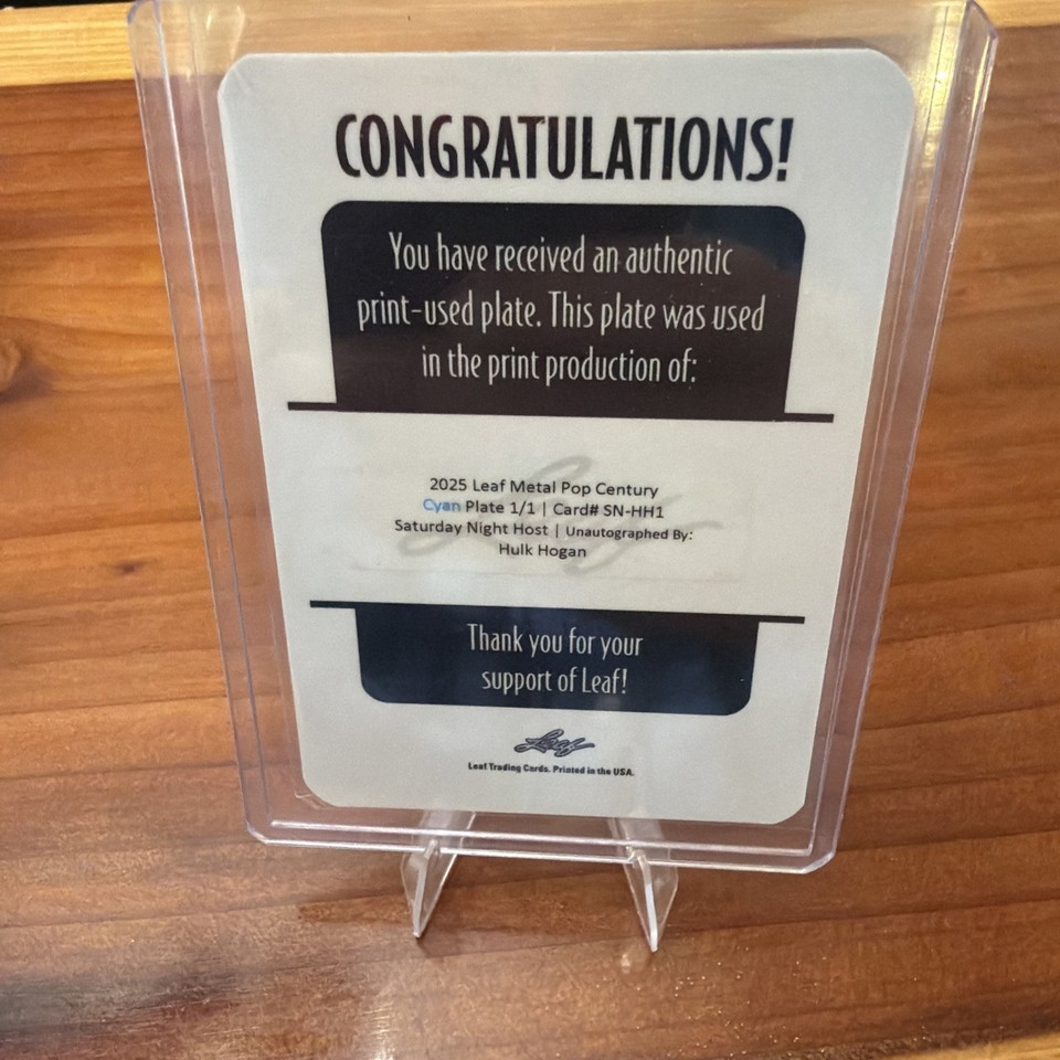 2025 Leaf Pop Century Hulk Hogan Saturday Night Host Printing Plate ...