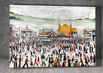 L. S. Lowry Fun Fair at Daisy Nook CANVAS PAINTING ART PRINT POSTER ...
