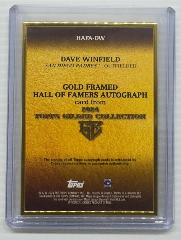 2024 Topps Gilded Dave Winfield Gold Framed Hall of Famers Auto ...
