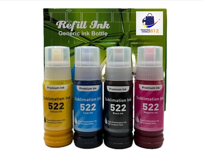 Sublimation 522 Ink Refill Compatible Epson ET2720 2760 2803 2800 2850 ...
