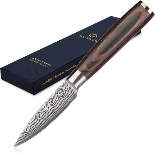 Paring Knife 3.5 Inch with Sheath High Carbon Stainless steel Damascus ...