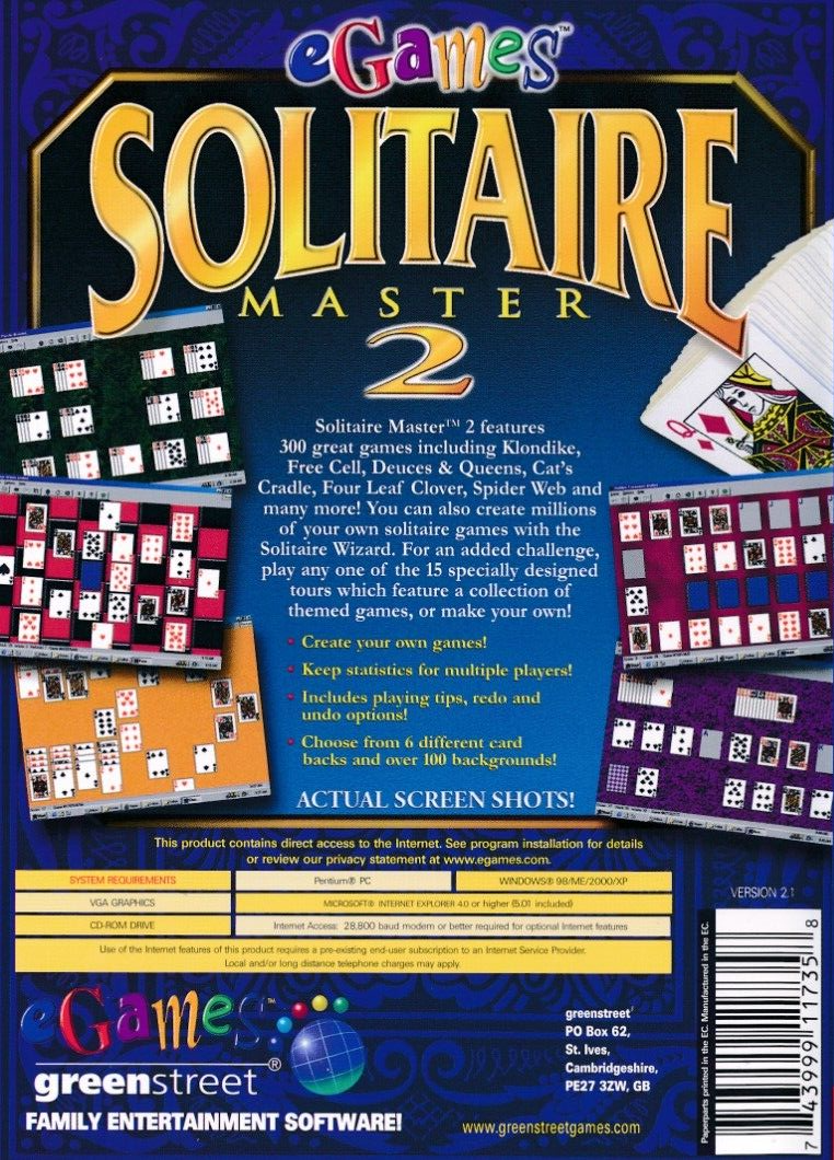 Solitaire Master 2 - Card Games - PC CD-ROM Game - Brand New & Sealed ...