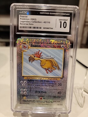CGC 10 GEM MINT Fearow 42/110 Pokémon Legendary Collection Reverse Holo ...