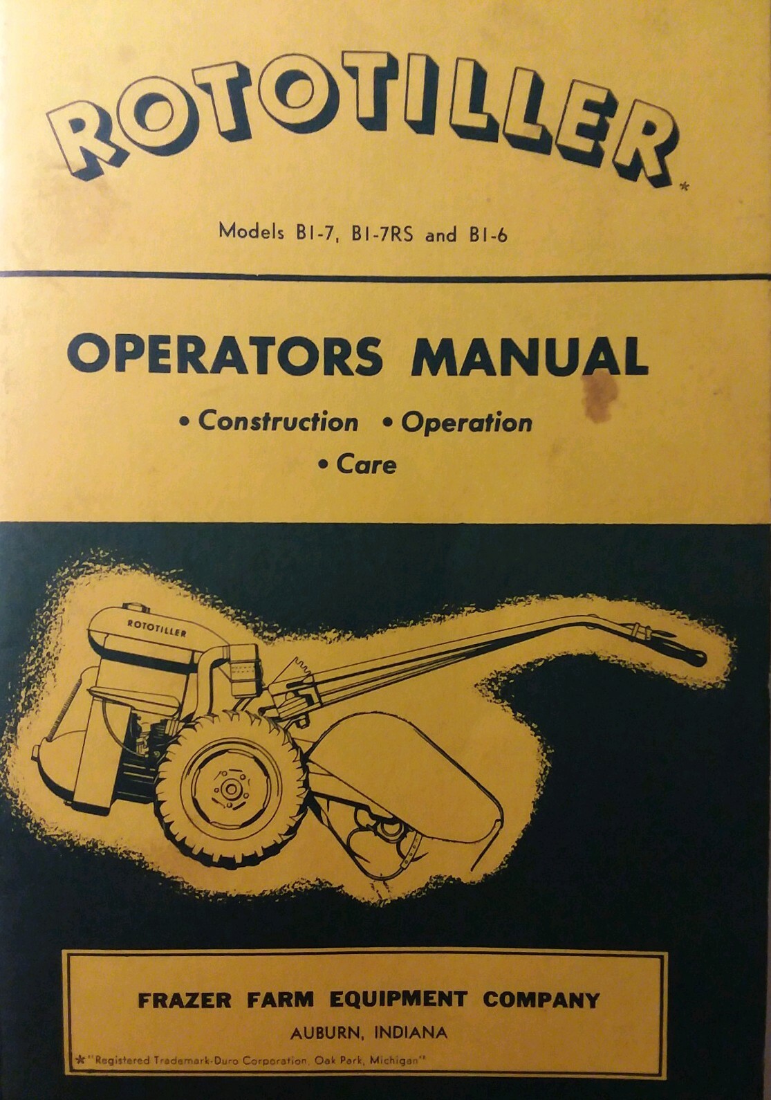 Rototiller Frazer B1-7 B1-6 B1-7RS Walk-Behind Tiller Tractor Owners ...