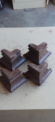 Antique Cast Iron Cooking Stove Leg Set of 4 Enameled Brown Stamped Col ...