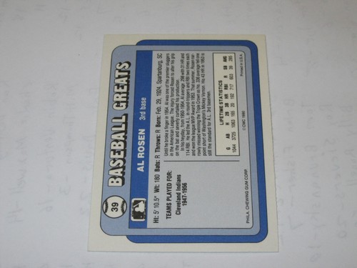 Al Rosen Autograph Baseball Card 3 | eBay