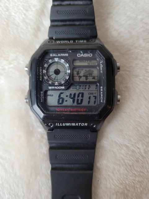 Casio Illuminator World Time Watch 5 Alarms Water Resistant AE 1200wh ...