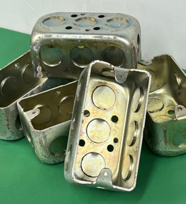 6-PK 4" x 2.12" HANDY BOX Drawn 1.875" Deep 1/2" KO's STEEL Raco 660 ...