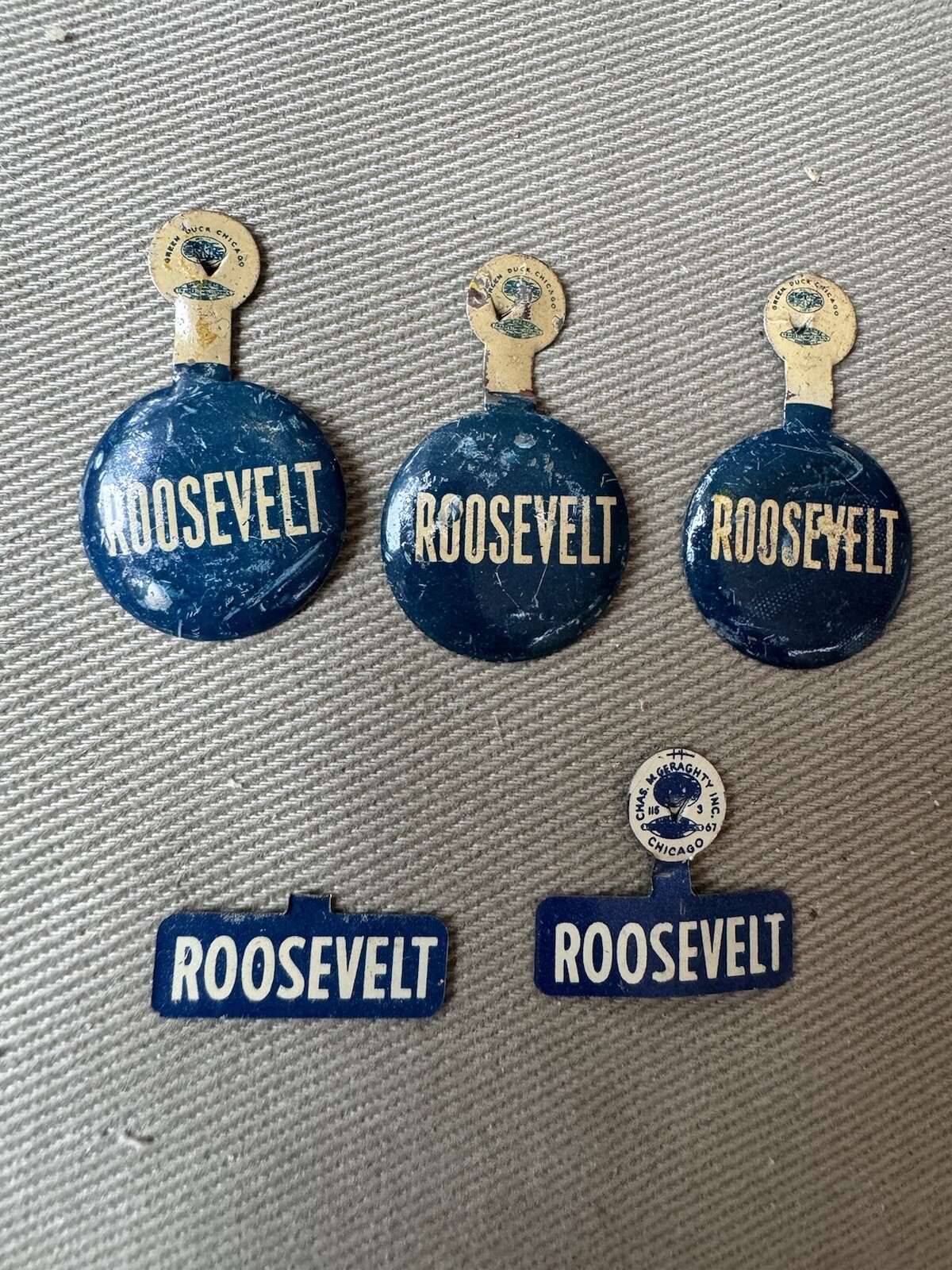 Lot of 5: 1930’s - 1940’s - FDR Roosevelt Campaign Folding Pins Pinback ...