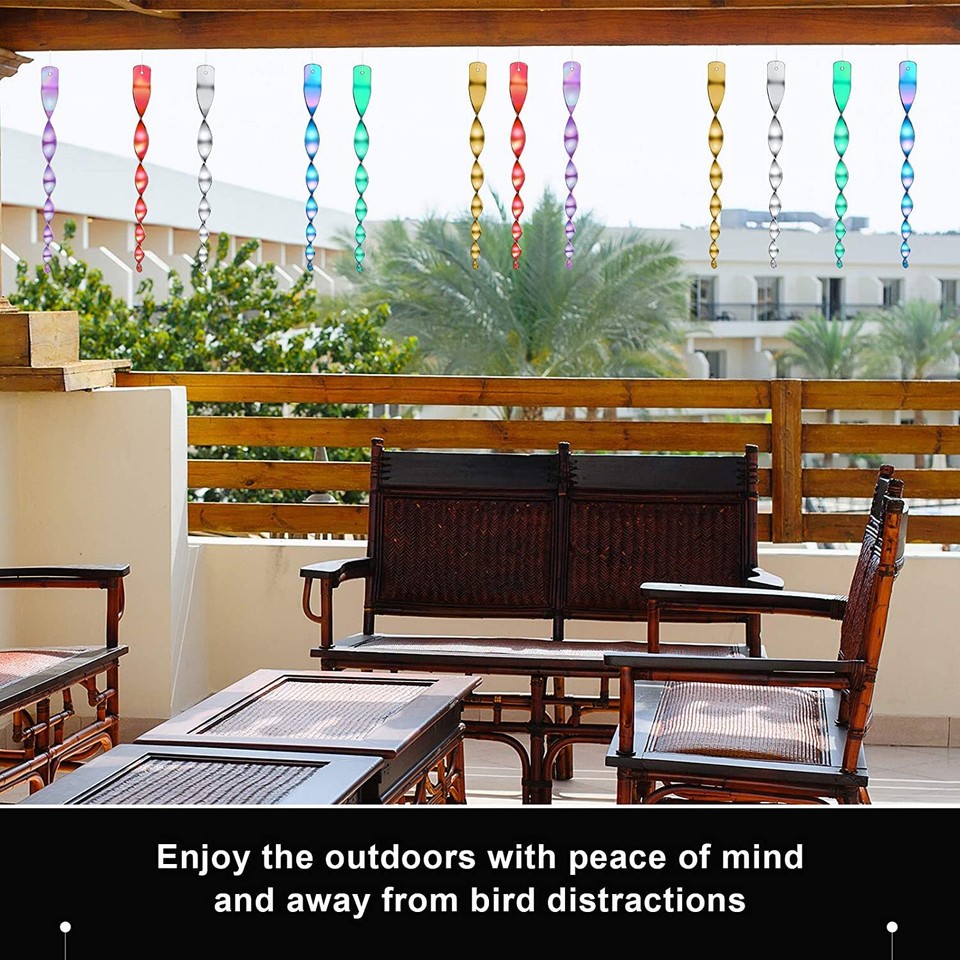 12/24pc Bird Repellent Reflective Scare Rods Spiral Deterrent Control ...