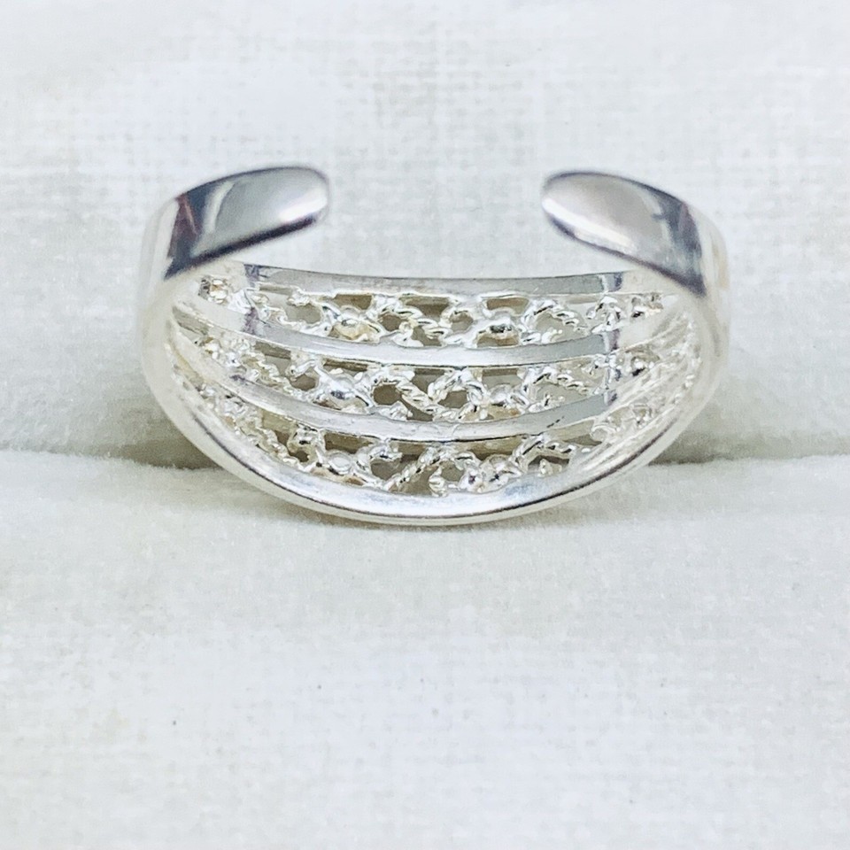 925 Sterling Silver Carved Filigree Textured Split Shank Open Ring Band ...