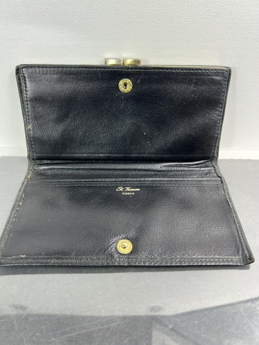 Vintage St Thomas Black Leather Double Kiss Lock Clutch Wallet | eBay