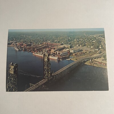 Aerial View Carlton Bridge Kennebec River Woolwich Bath Maine ME ...