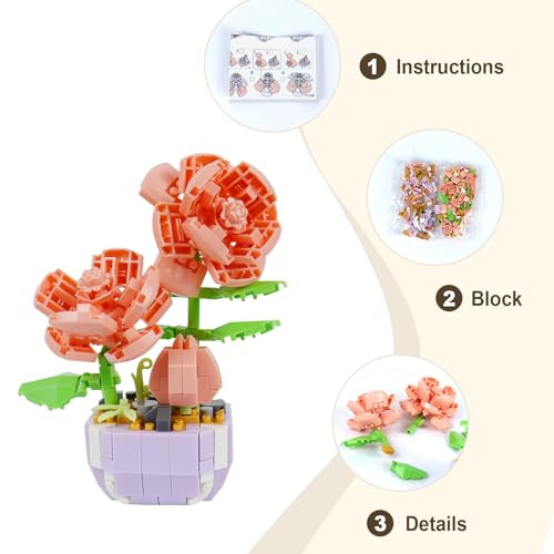 Flower Botanical Collection Mini Building Block Set, Plants Office Home ...