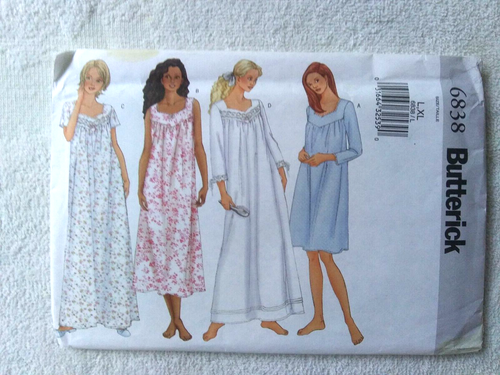 Butterick 6838 Pattern~Nightgowns in 3 Lengths~Misses/Misses Petite L ...