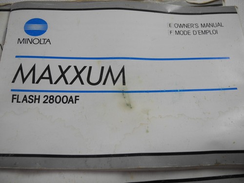 Used Minolta Maxxum Flash 2800 AF Owners Guide Instruction Manual ...