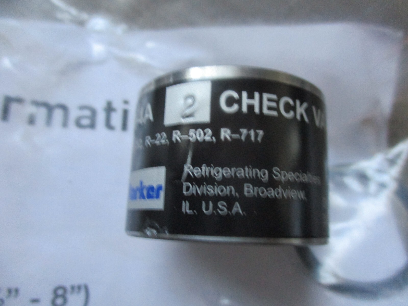 NEW Parker Hannifin Ammonia, R12 R22 R502 Refrigerant Check Valve CK-4A ...