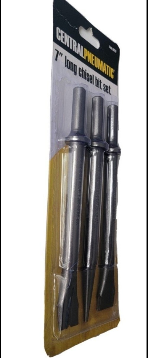 CENTRAL PNEUMATIC 7 in. Long Air Chisel Set, 3 Piece. New | eBay