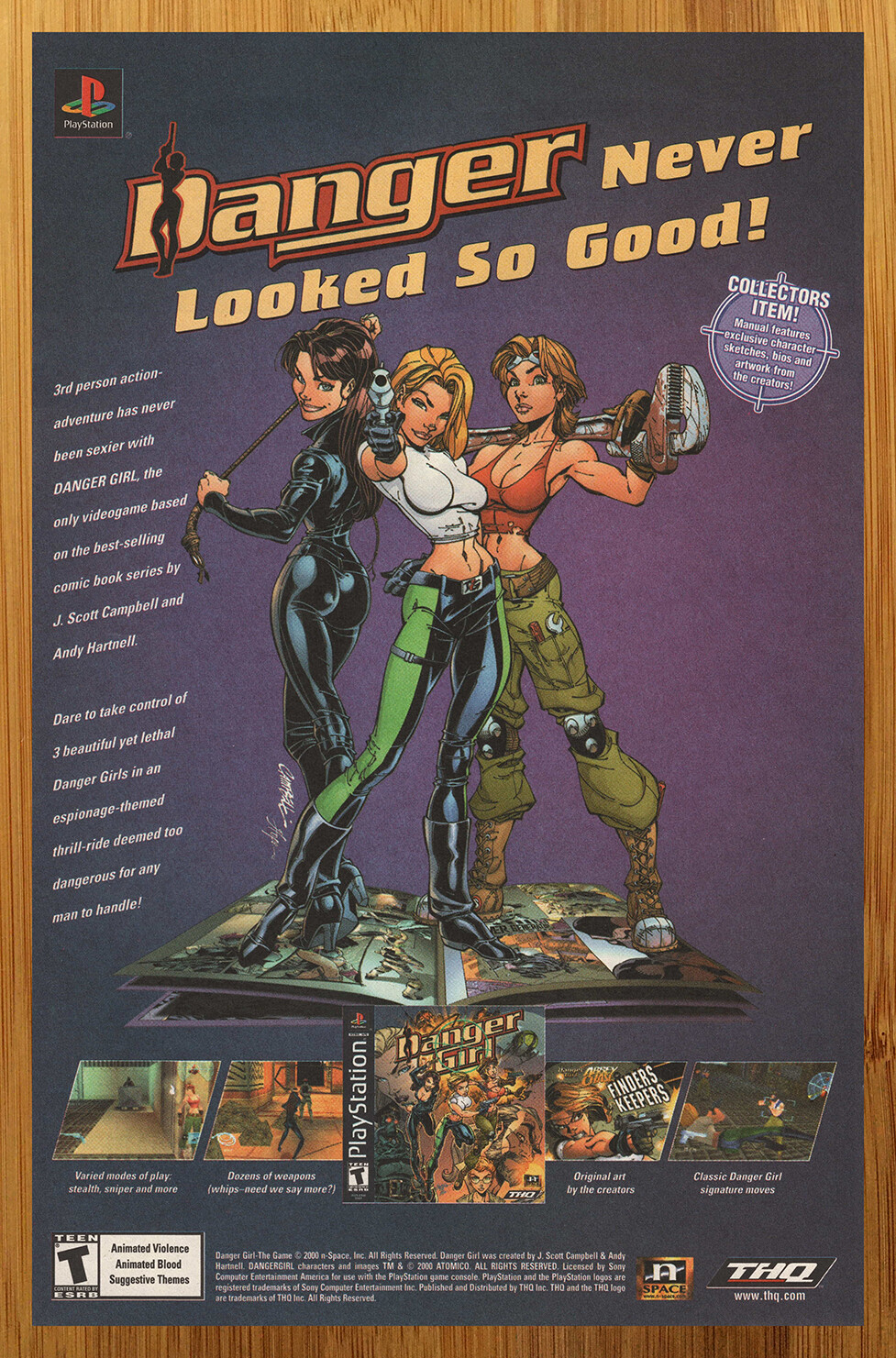 2000 Danger Girl PS1 Playstation 1 Vintage Print Ad/Poster J. Scott ...