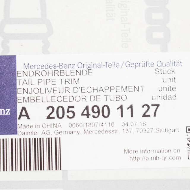 Mercedes-Benz Left Genuine Exhaust Tip Tail Pipe Cover A2054901127 for ...