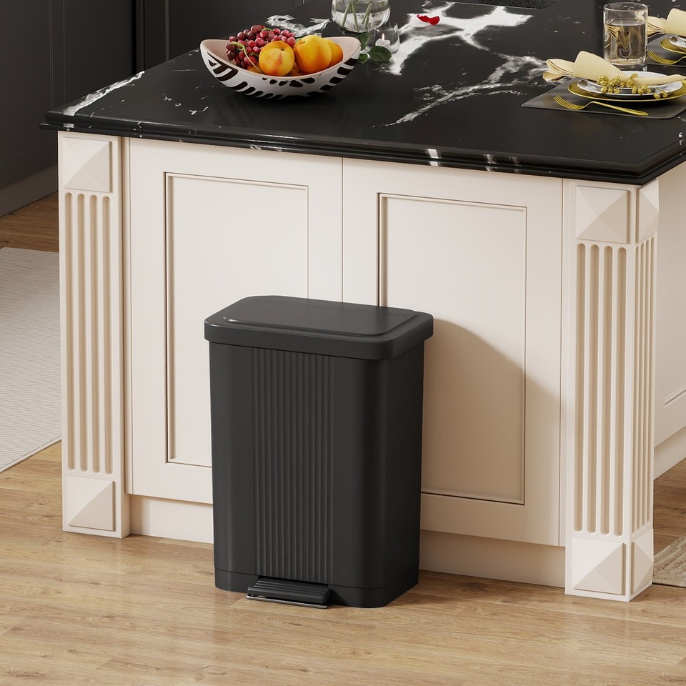 Step-On Trash Can with Lid 13 Gallon 50 Liter Capacity for Kitchen ...
