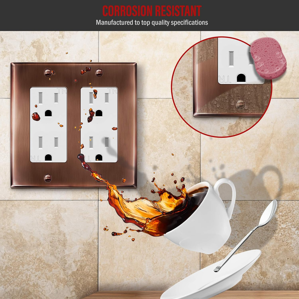 Double Decorator Switch or Receptacle Metal Cover Plate, Stainless ...