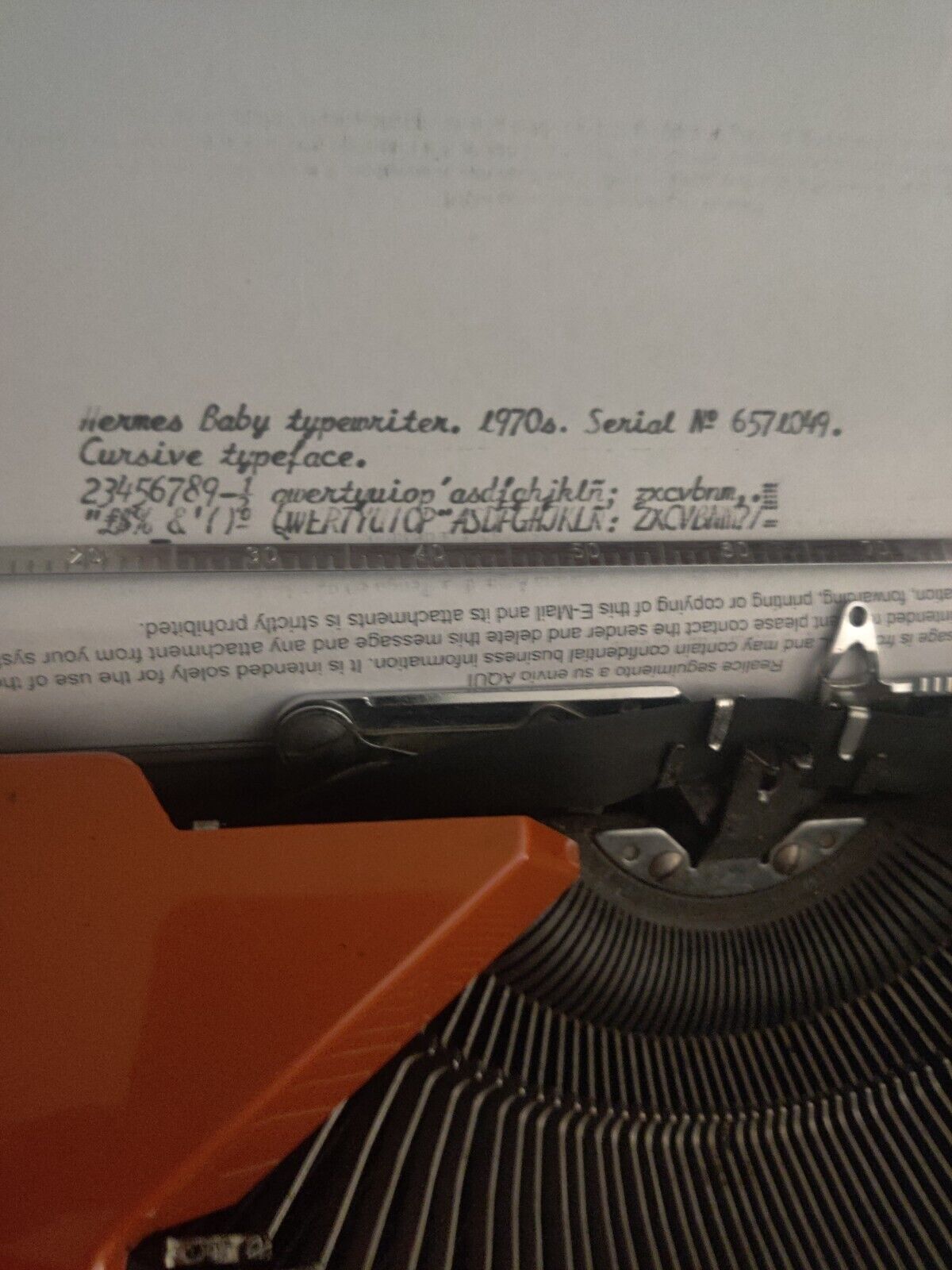 HERMES BABY TYPEWRITER. CURSIVE TYPEFACE. SPANISH LAYOUT. ORANGE | eBay