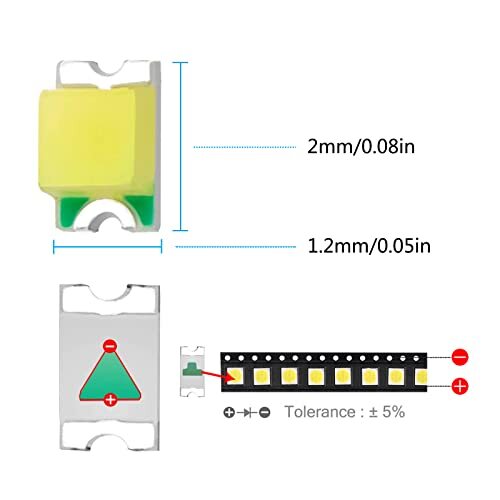 200pcs 0805 White Smd Led Diode Lights Chips 2mm X 1.2mm Dc 3v 20ma ...