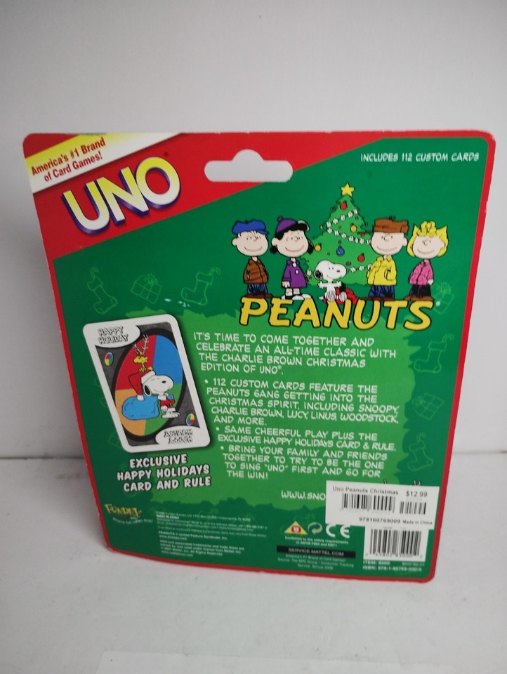 UNO Peanuts Charlie Brown Christmas Edition Snoopy Dog House 2008 ...