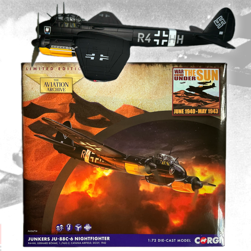 CORGI AVIATION JUNKERS JU-88C-6 AA36714 GERHARD BOHME 1./NJG.2 CATANIA ...