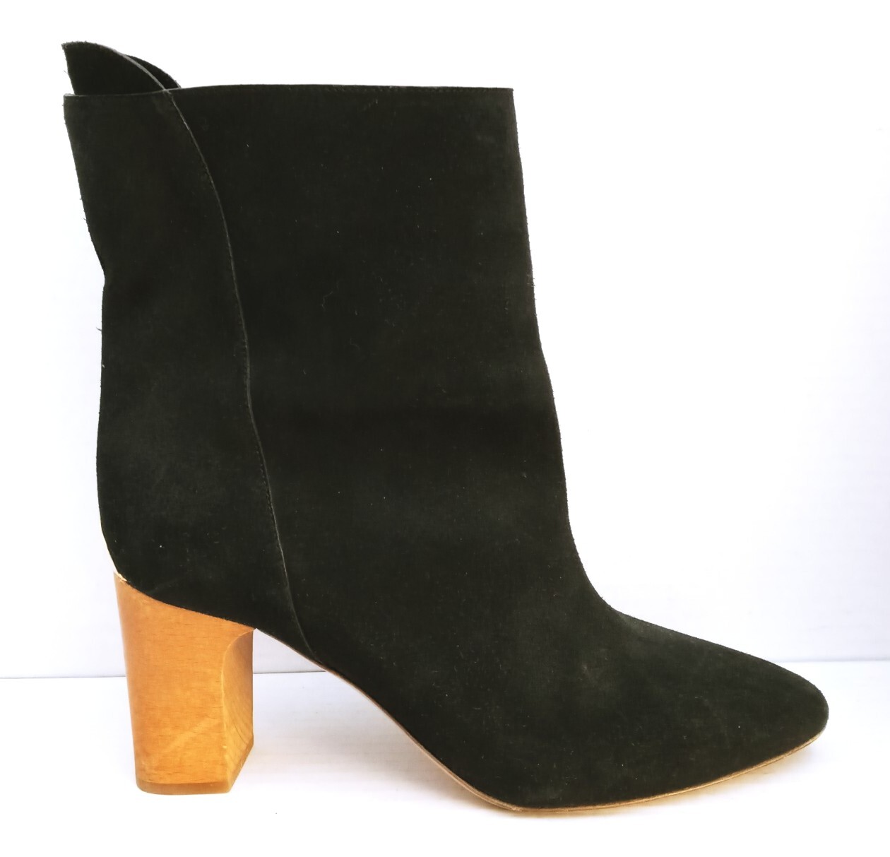 Chloe Crosta Cardiff Suede Wood High Heel Boots Black Womens Size EU 39 ...
