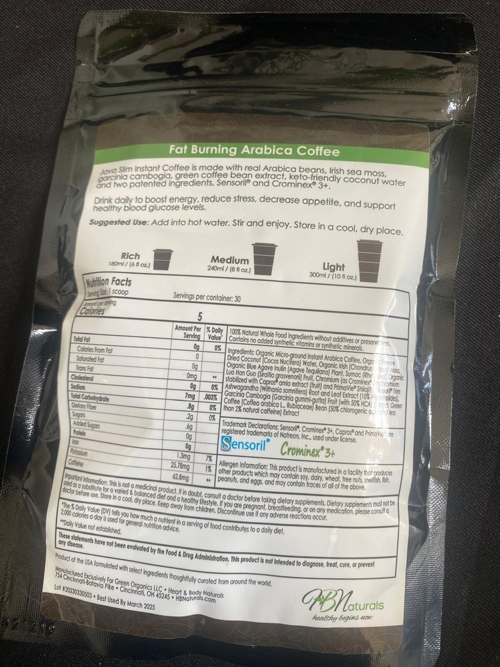 Java Slim Fat Burning Arabica Coffee 4oz | 30 Servings | eBay