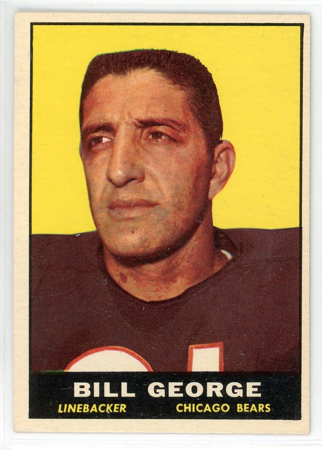 1961 TOPPS BILL GEORGE CARD #16 CHICAGO BEARS SET BREAK- CREASE FREE ...