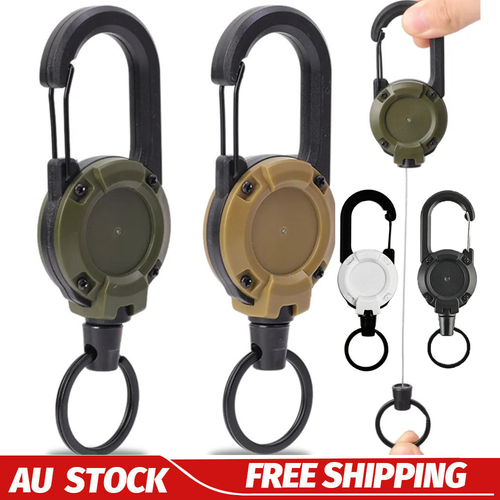Heavy Duty Retractable Carabiner Key Chain Badge Holder With Steel Cord ...